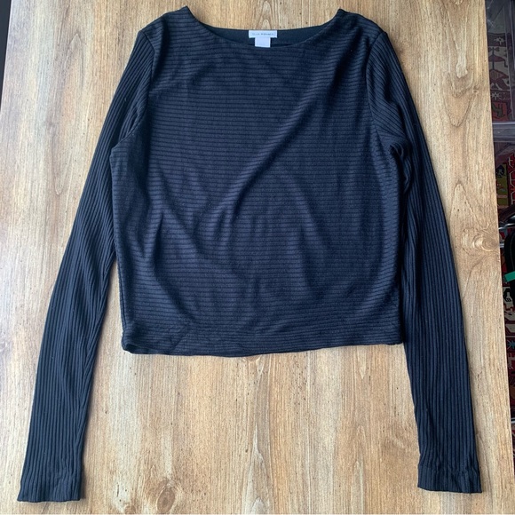 Club Monaco | Tops | Club Monaco Womens Black Ribbed Long Sleeve T ...